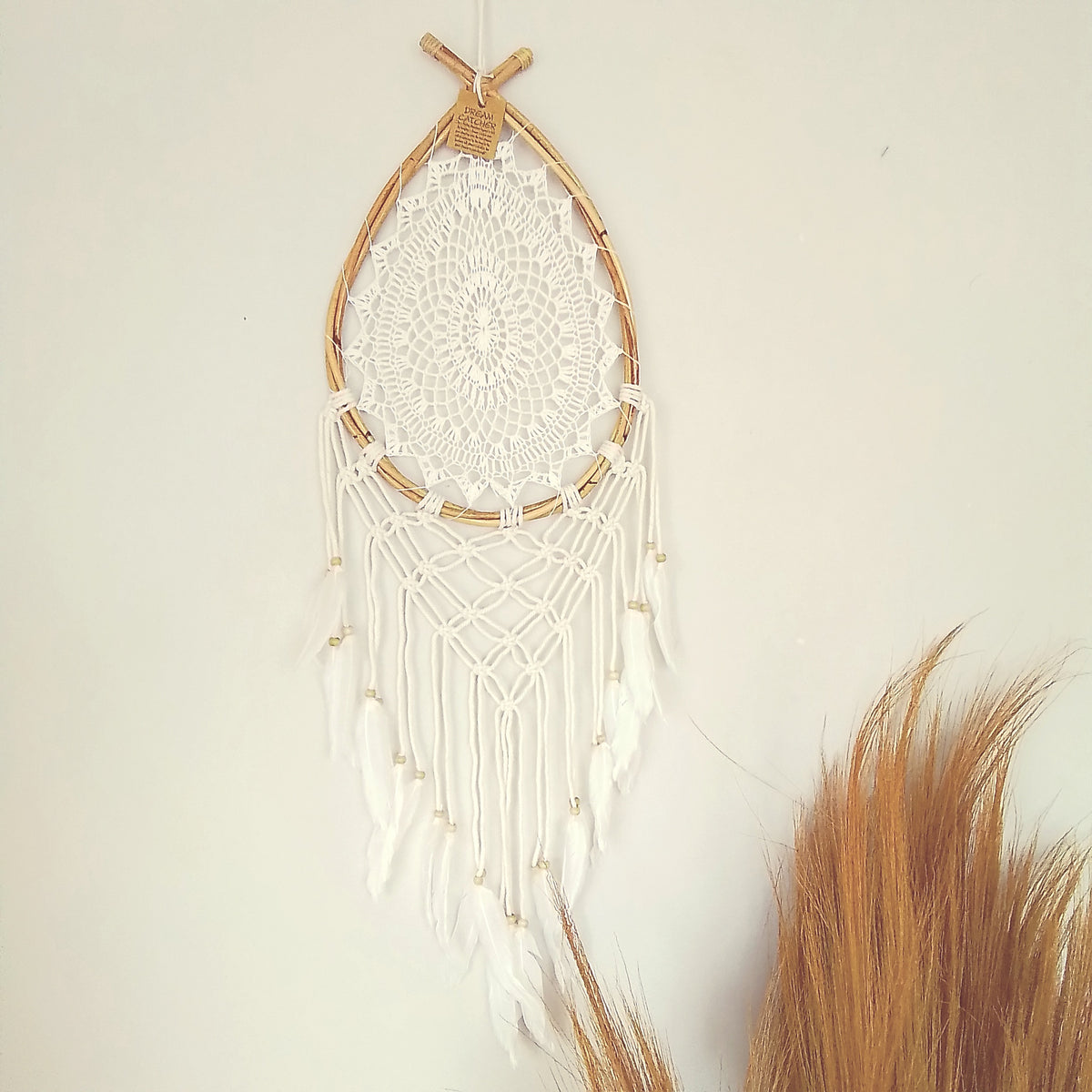 Tear Drop Feather Dreamcatcher – Natural Boho Decor | Home Story