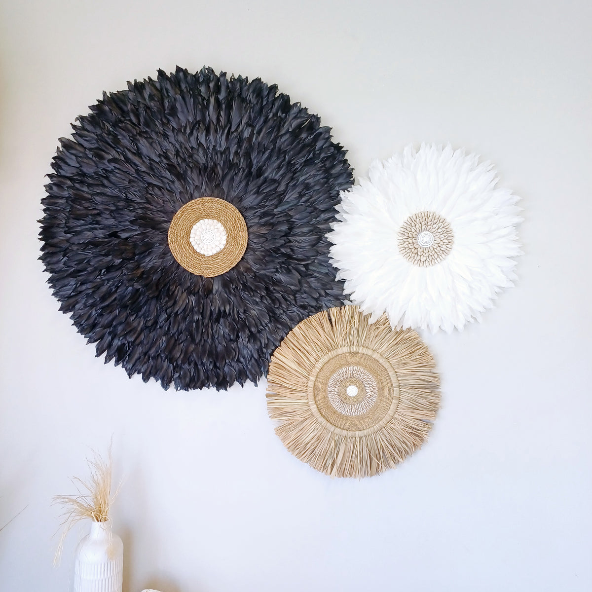 Bold & Natural Juju Cluster – Handcrafted Feather Wall Art | Home Story