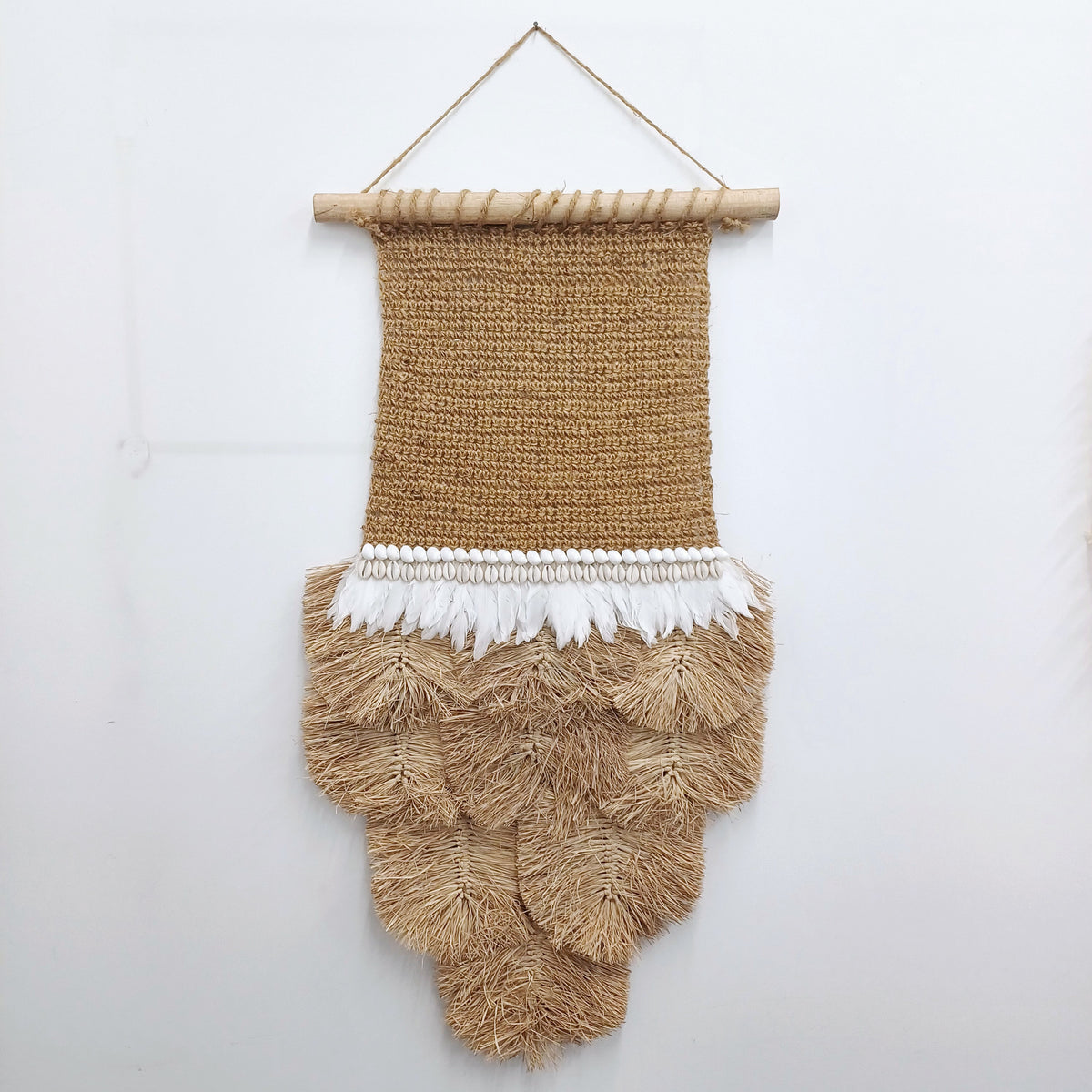 Boho Shell Feather Wall Decor – Natural Statement Piece | Home Story