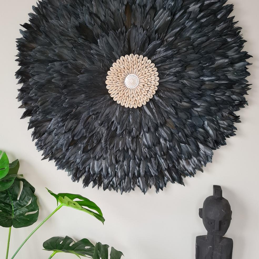 XL Black & Papua Juju – Large Feather Wall Decor | Home Story