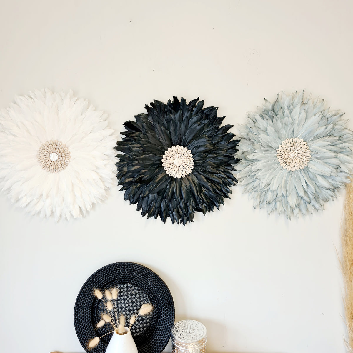 Small Classic Black, White & Grey Juju Cluster - Handcrafted Wall Decor ...